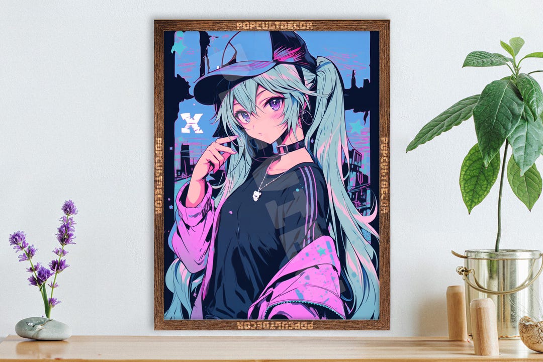 Popular Japanese Virtual Idol Anime Girl Poster - Watercolor, Waifu ...