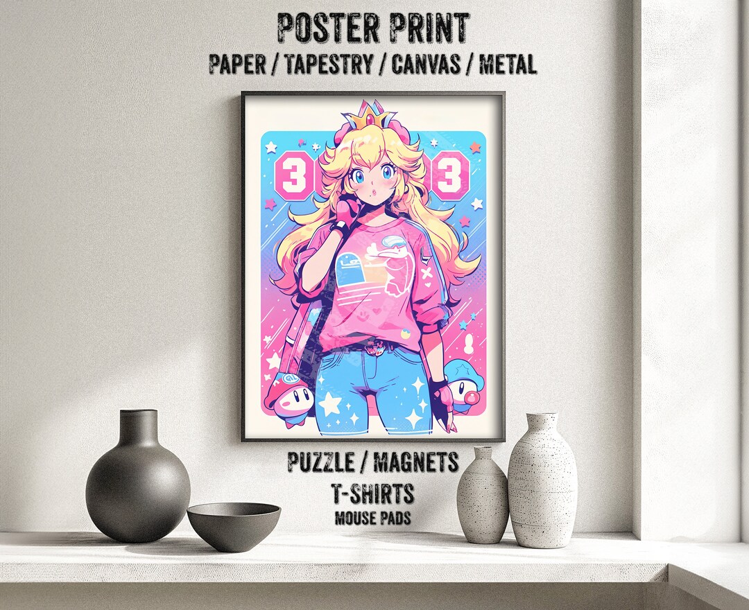 Popular Game Princess Plumber Brothers Vintage Retro Style Poster Art ...