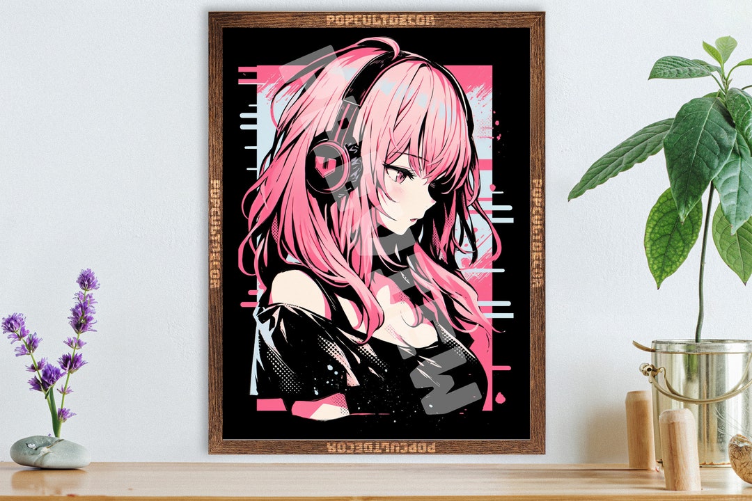 Popular Japanese Virtual Idol Anime Girl Poster - Watercolor, Waifu ...