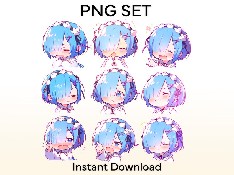 PNG File - Cute Moe Anime Demon Maid Girl Reaction Emotion Set ...