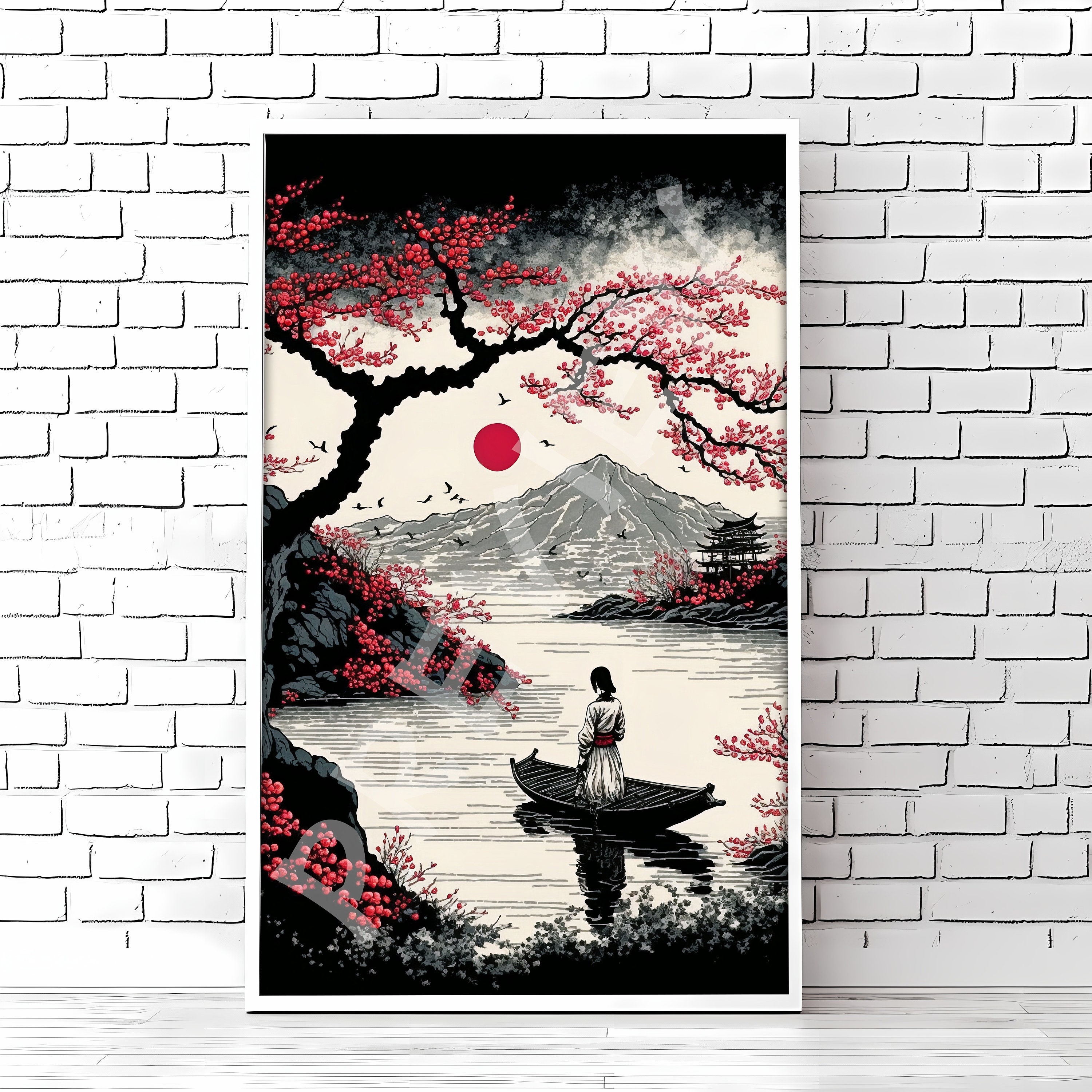Poster Set of 3 Classical Japanese Paintings Sumi-e, Ukiyo-e ...
