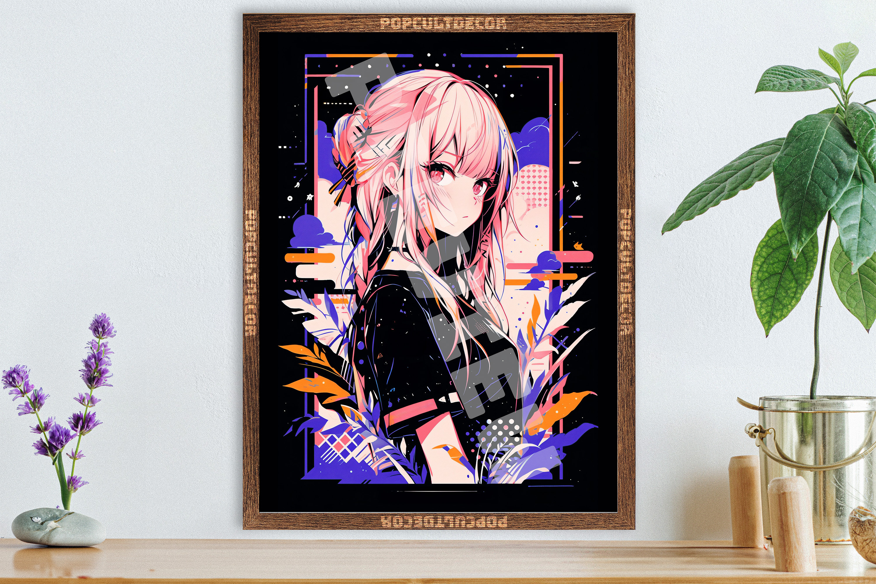 Popular Japanese Virtual Idol Anime Girl Poster - Watercolor, Waifu ...