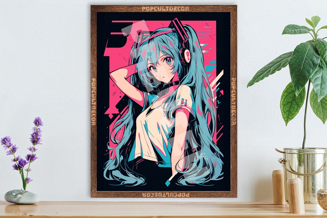 Popular Japanese Virtual Idol Anime Girl Poster - Watercolor, Waifu ...