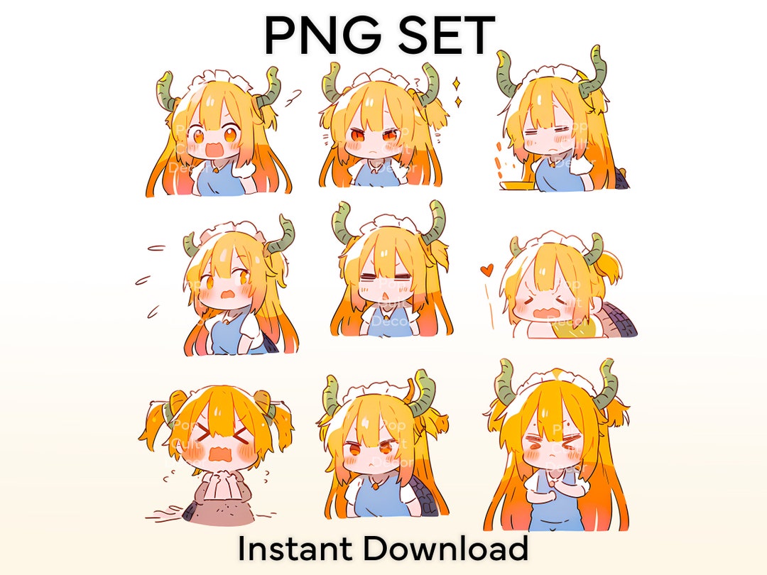 PNG File - Cute Moe Anime Maid Girl Reaction Emotion Set Printable File ...