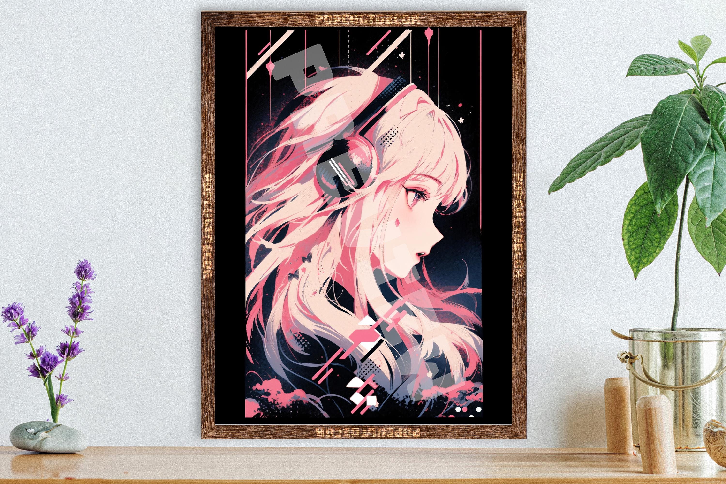 Popular Japanese Virtual Idol Anime Girl Poster - Watercolor, Waifu ...