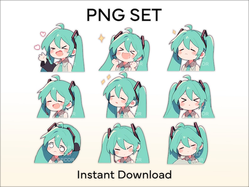 PNG File - Cute Moe Virtual Singer Reaction Emotion Set - Printable ...