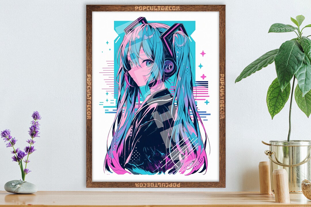 Popular Japanese Virtual Idol Anime Girl Poster - Watercolor, Waifu ...