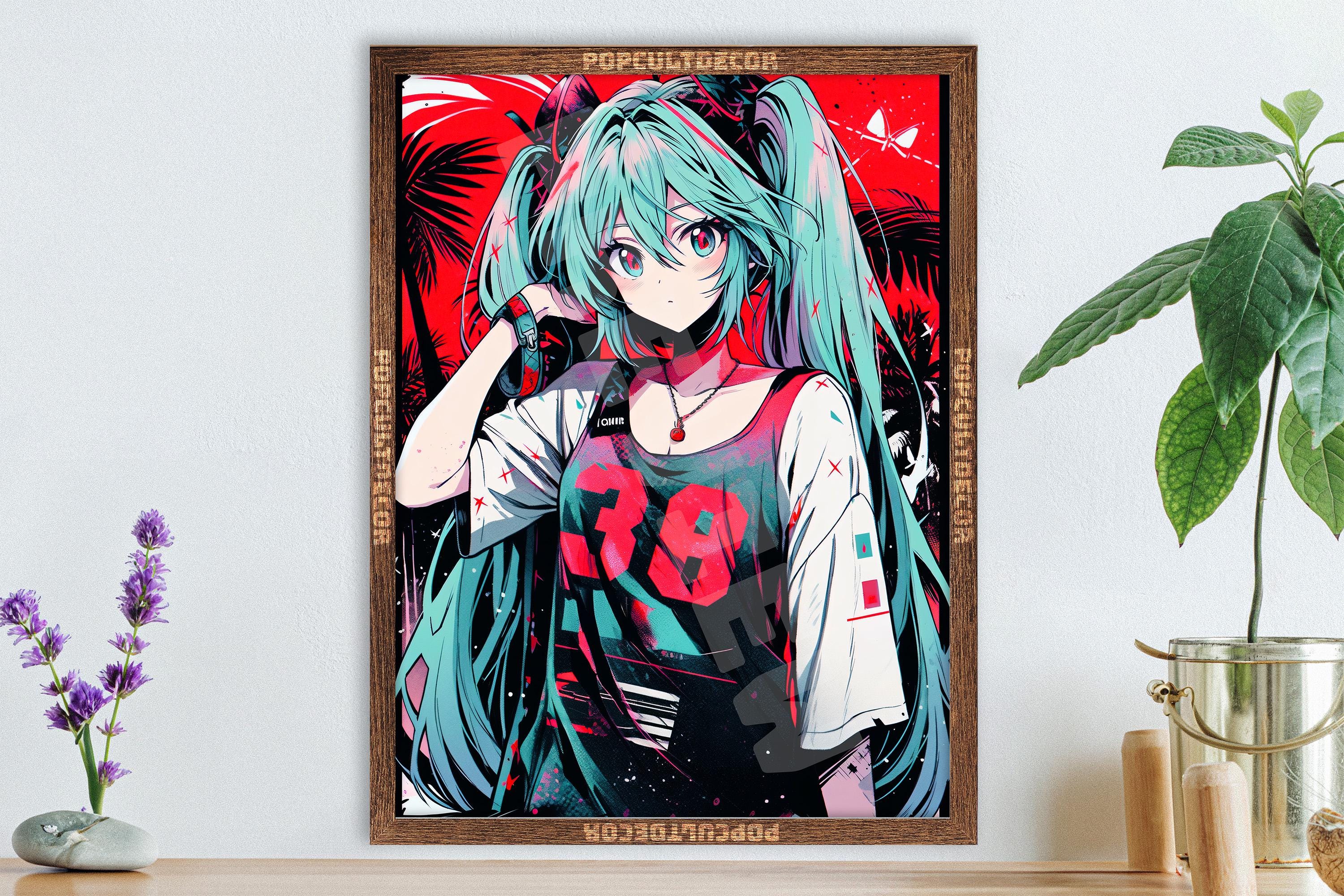 Popular Japanese Virtual Idol Anime Girl Poster - Watercolor, Waifu ...