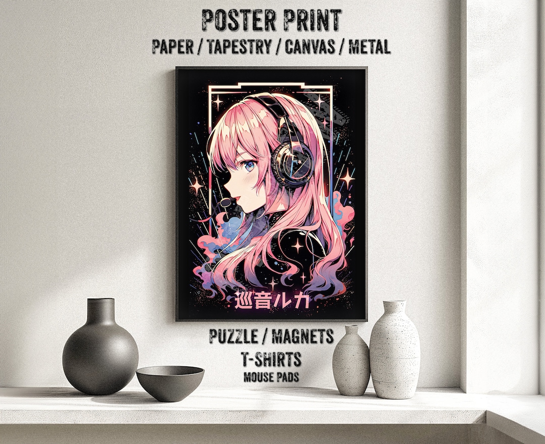 Popular Japanese Virtual Idol Anime Girl Poster - Watercolor, Waifu ...