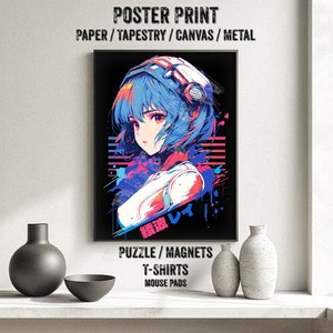 Popular Mecha Anime Pilot Girl Poster - Watercolor, Robot, Waifu Otaku ...