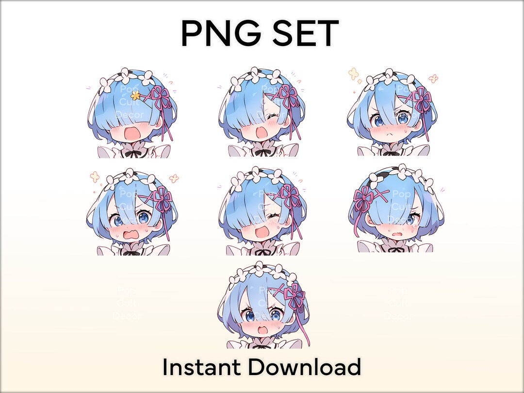 PNG File - Cute Moe Anime Demon Maid Girl Reaction Emotion Set ...