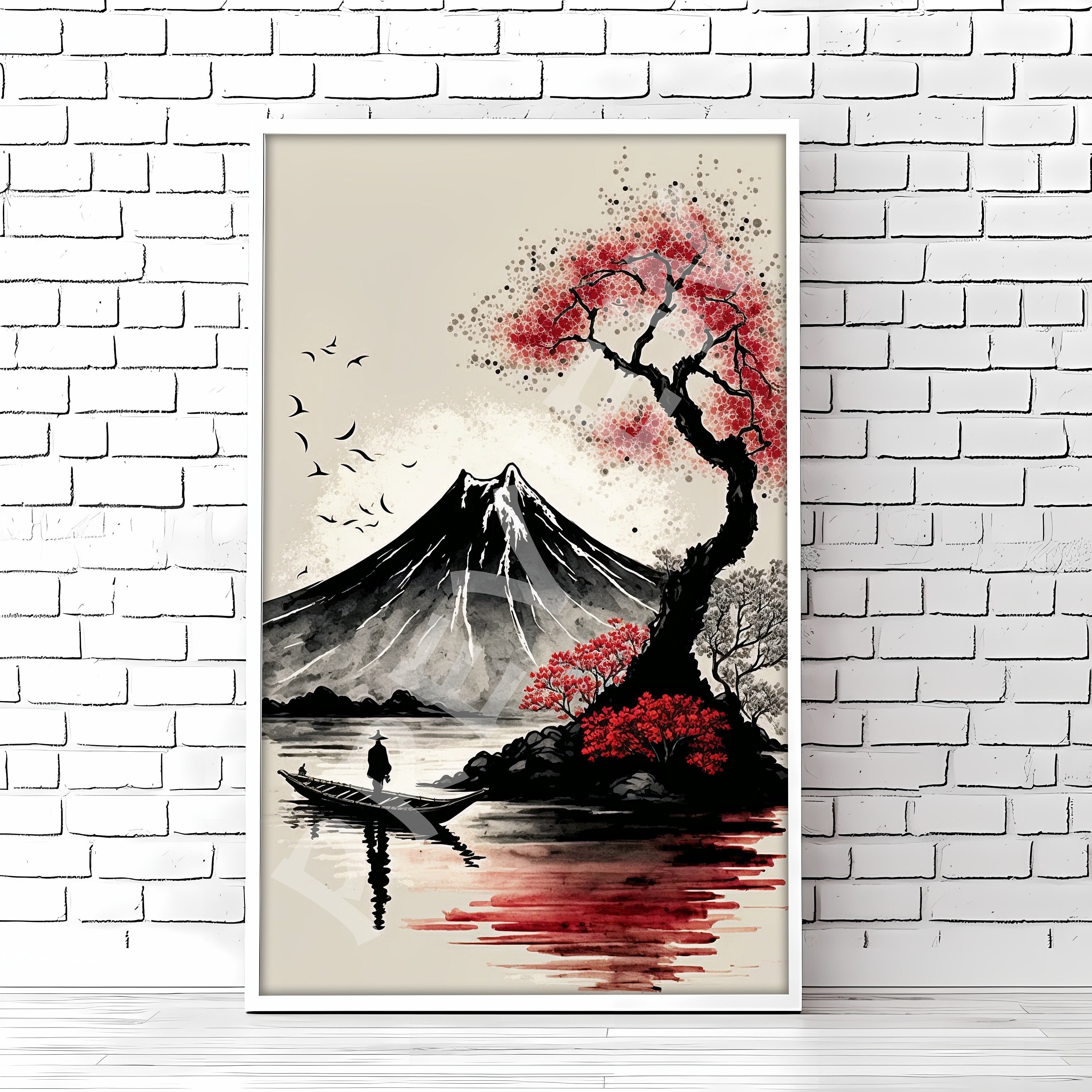 Poster Set of 3 Classical Japanese Paintings Sumi-e, Ukiyo-e ...