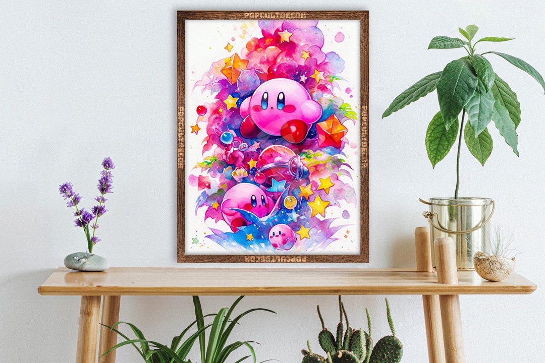 Popular Game Pink Character Poster - Watercolor, Nursery Room, Kids ...