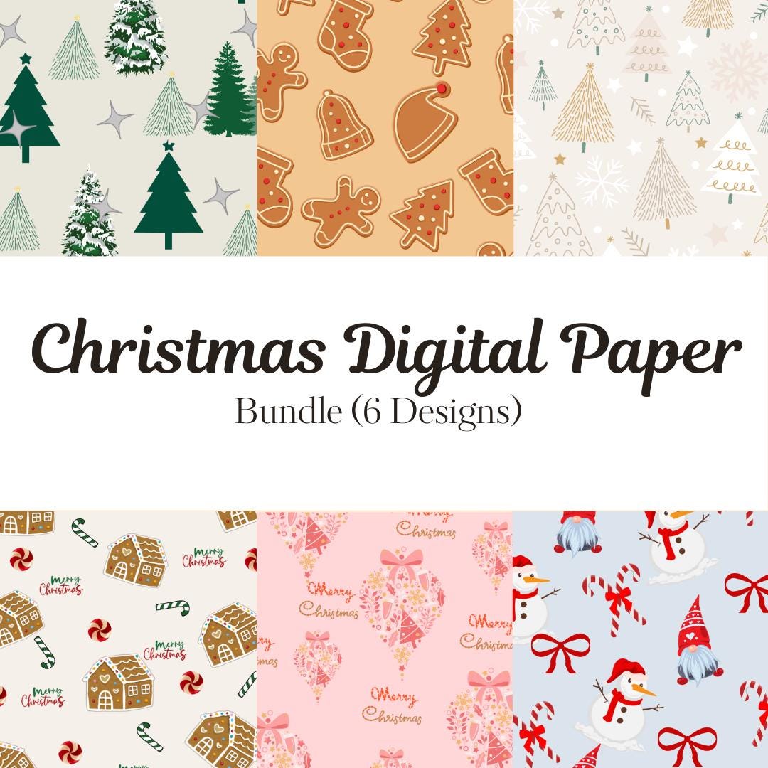 Printable Christmas Digital Paper / Digital Christmas Paper/ Christmas ...