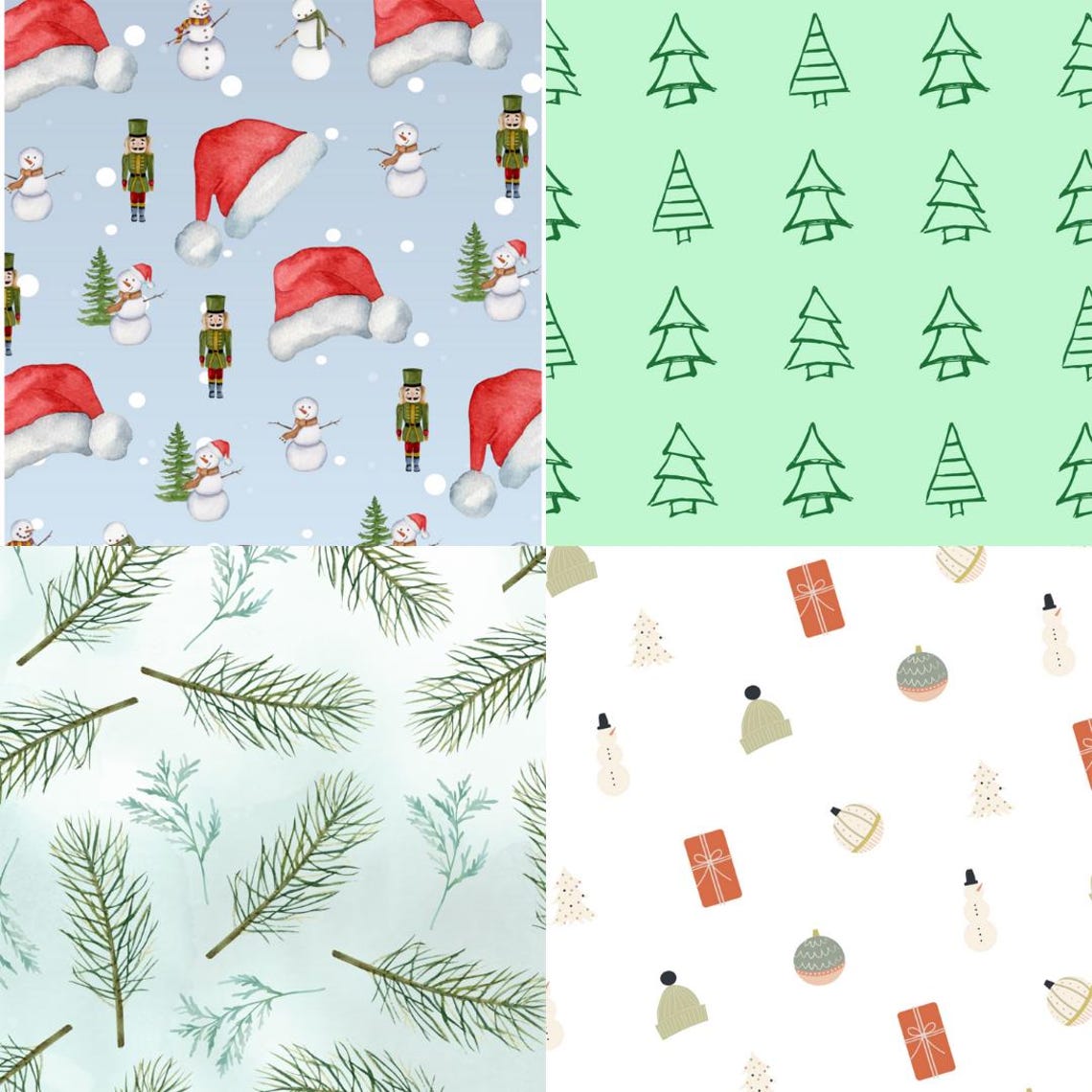 Printable Christmas Digital Paper / Digital Christmas Paper/ Christmas ...