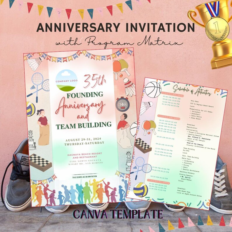 Editable Anniversary Invitation With Program Matrix Canva Template - Etsy