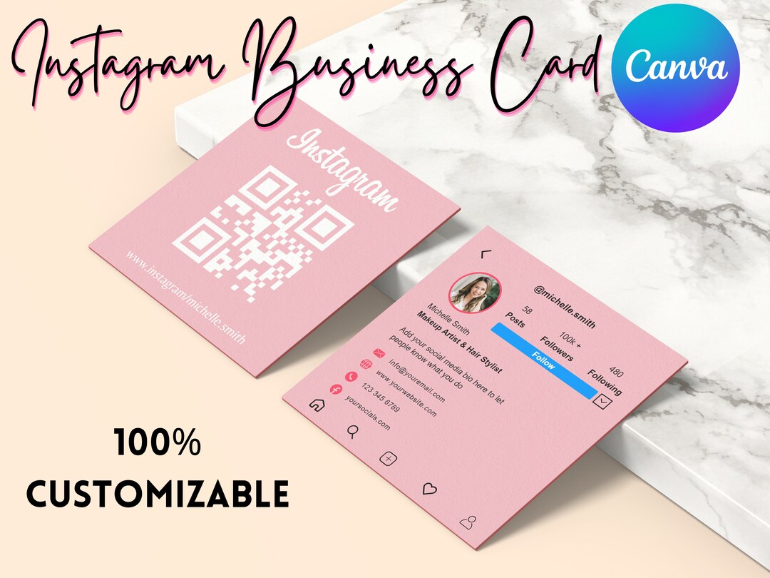 Instagram Business Cards, 2024 IG Influencer Cards, Editable ...