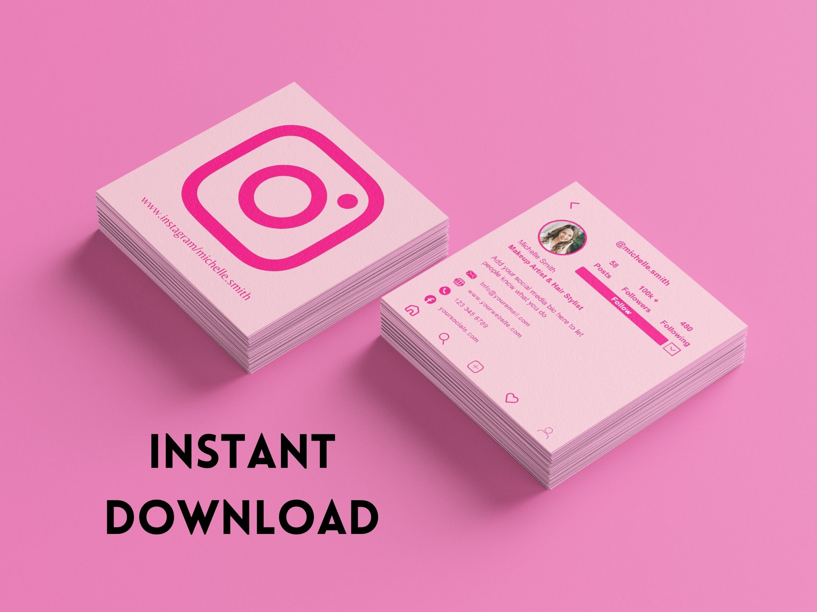 2024 Instagram Business Card, DIY Editable IG Influencer Card Template ...