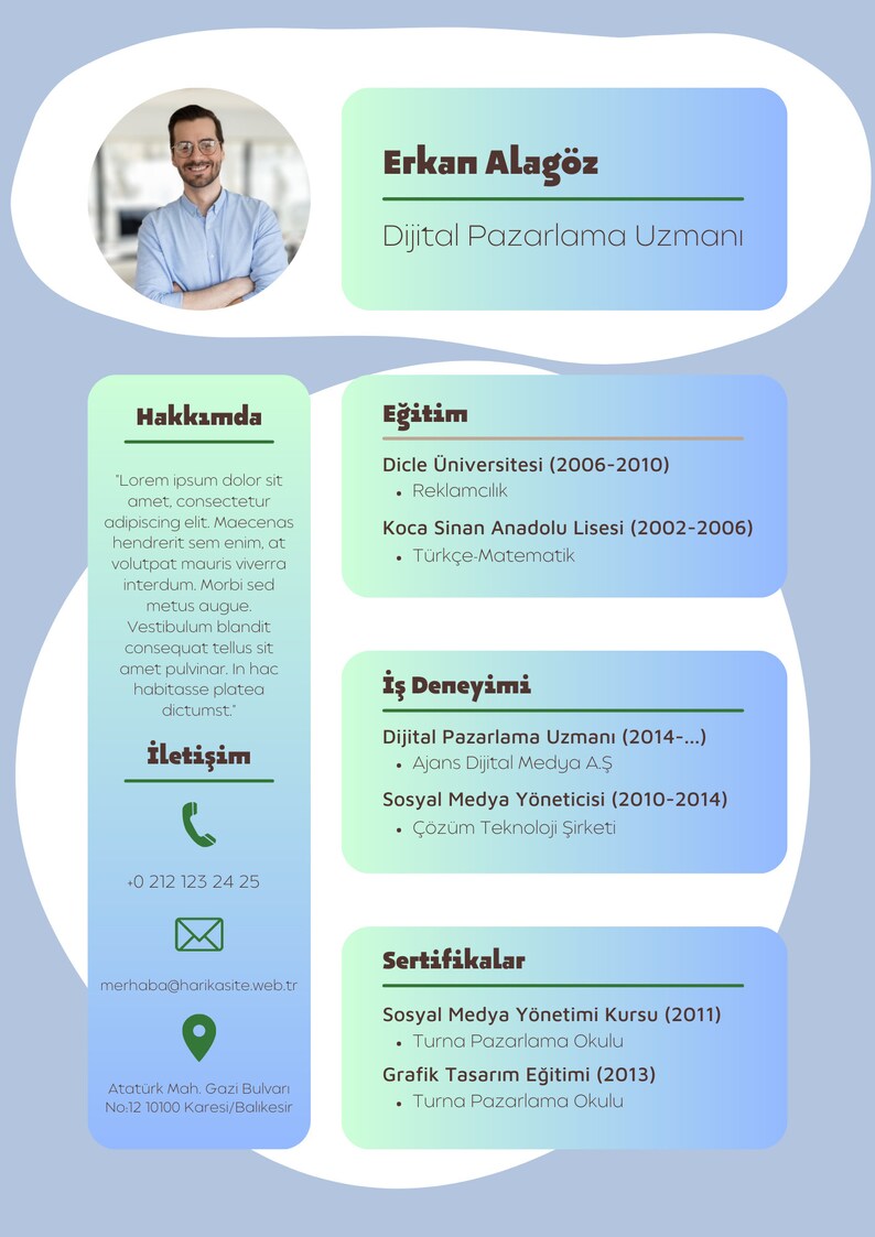 Resume Form/ Özgeçmiş Formu - Etsy