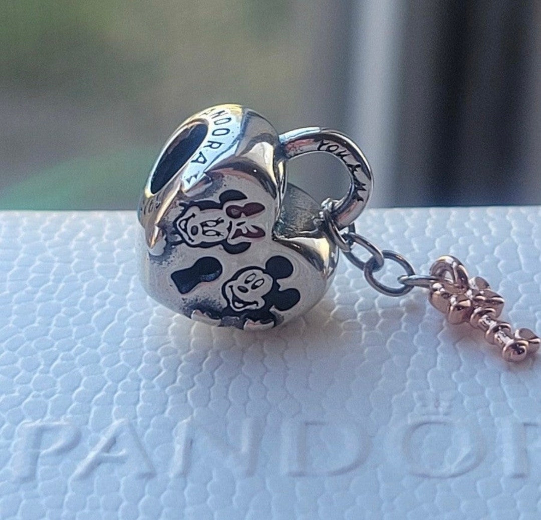 Pandora Disney Mickey Mouse & Minnie Mouse Padlock Love Charm - Etsy