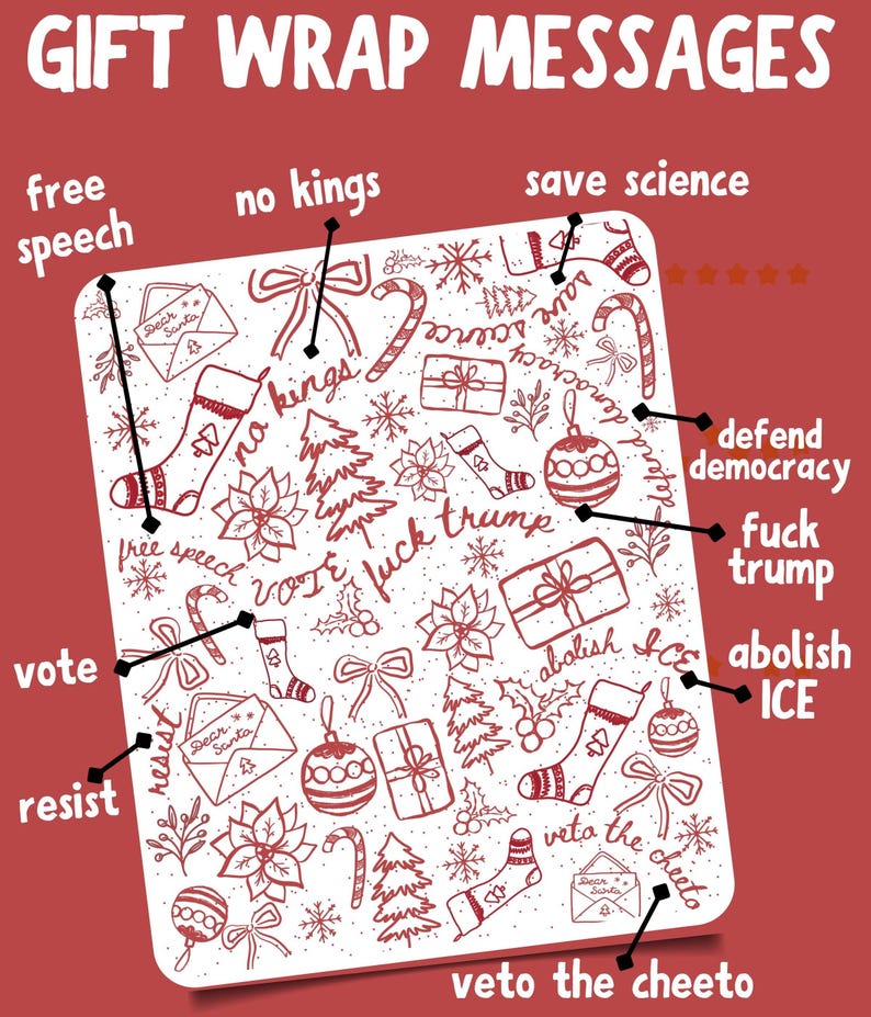 Subtle FDT Christmas Wrapping Paper Roll Dear Santa Resist Gift Wrap ...