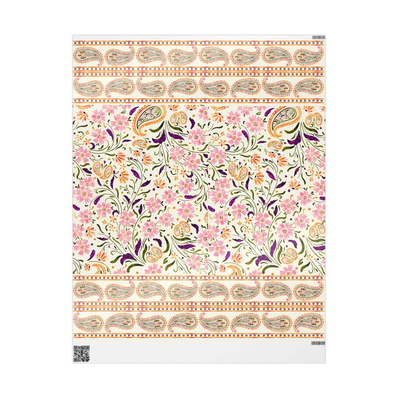 Indian Sari Wrapping Paper Roll: Paisley Floral Gift Wrap for Diwali ...