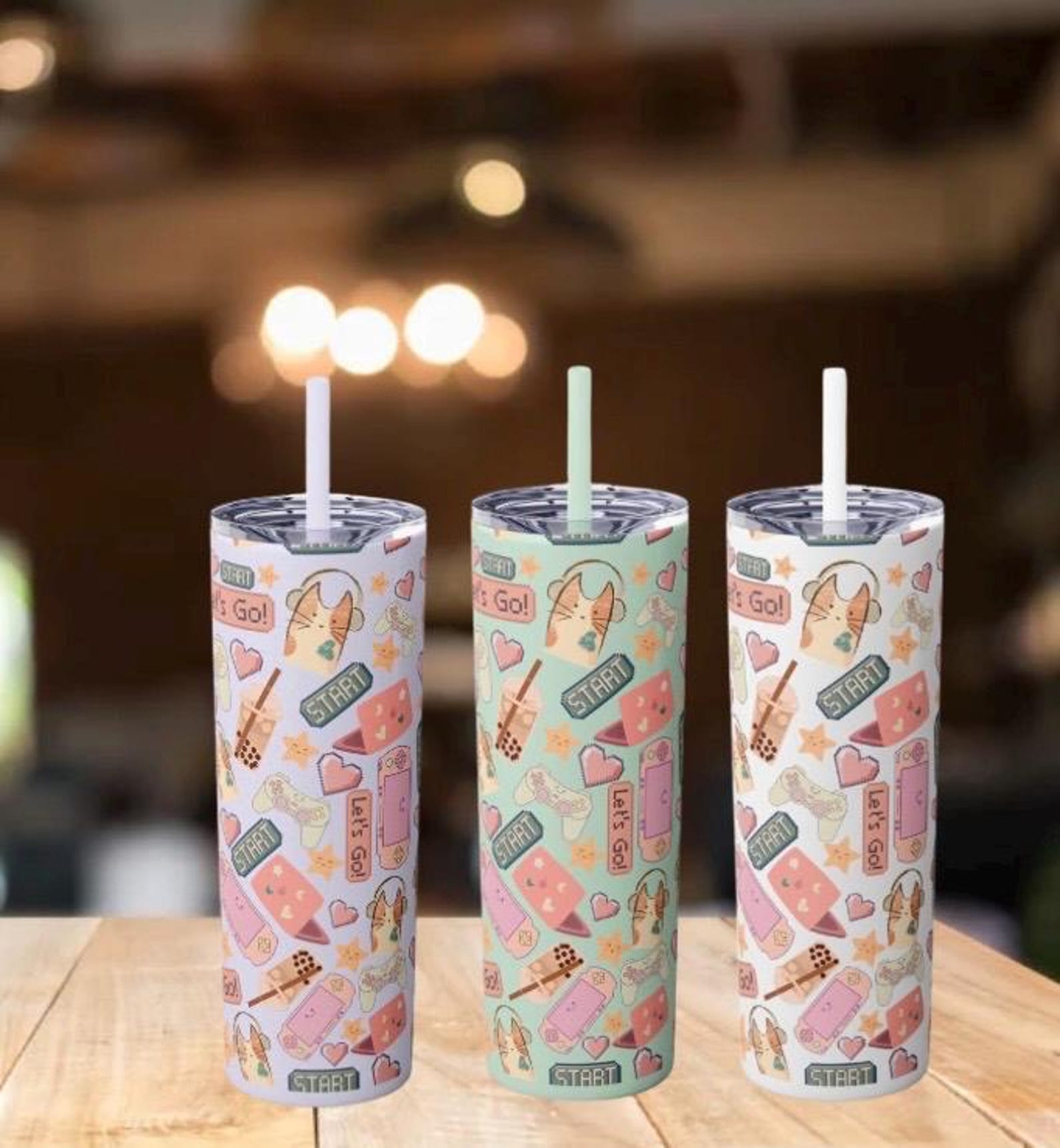 Gamer Girl Cozy Gaming Skinny Tumbler mit Stroh, 20 Unzen Girl Gamer ...