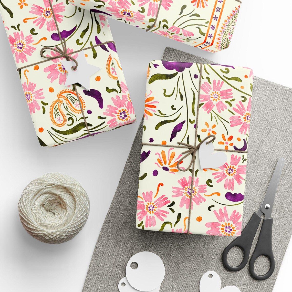 Indian Sari Wrapping Paper Roll: Paisley Floral Gift Wrap for Diwali ...