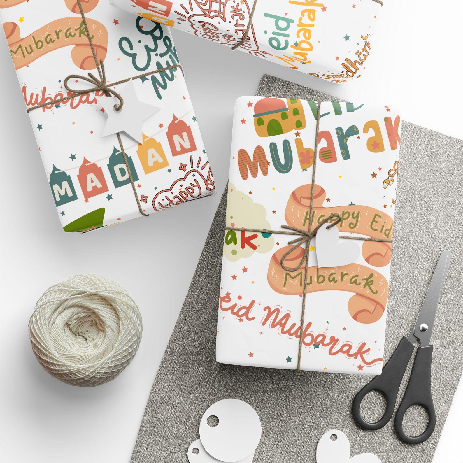 Happy Eid Mubarak Wrapping Paper, Ramadan Holiday Gift Wrap, Eid Gift ...