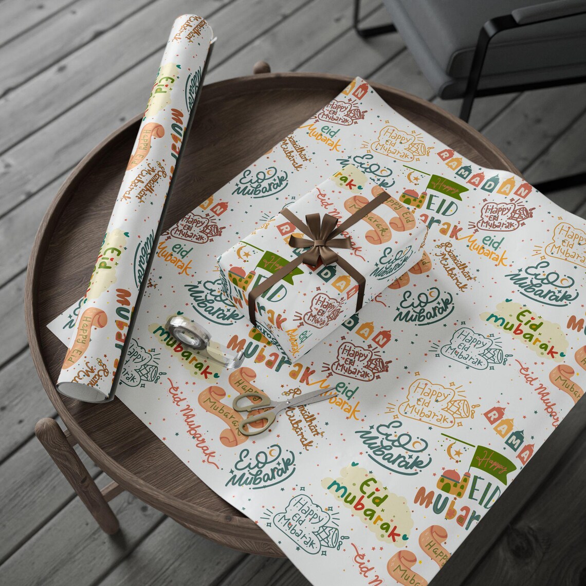 Happy Eid Mubarak Wrapping Paper, Ramadan Holiday Gift Wrap, Eid Gift ...