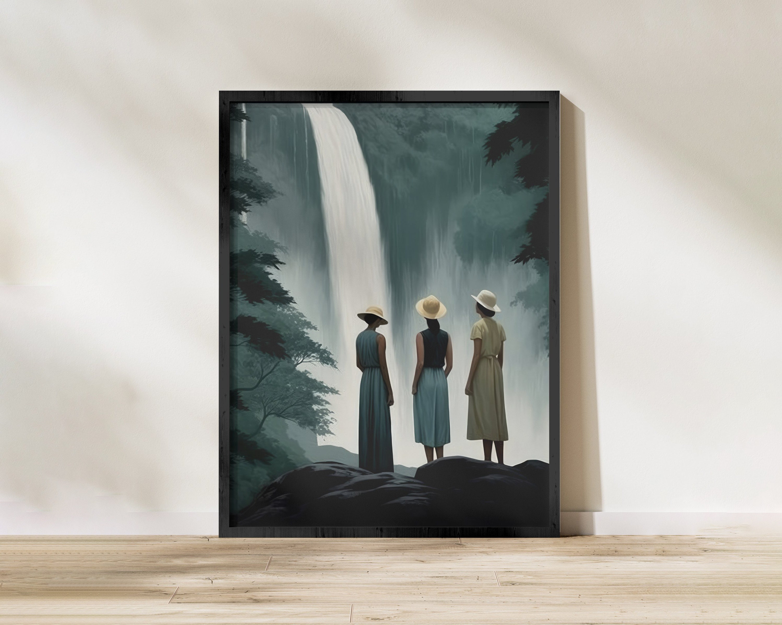 Waterfall Art Stylish Portrait Gloomy Colours Art - Etsy