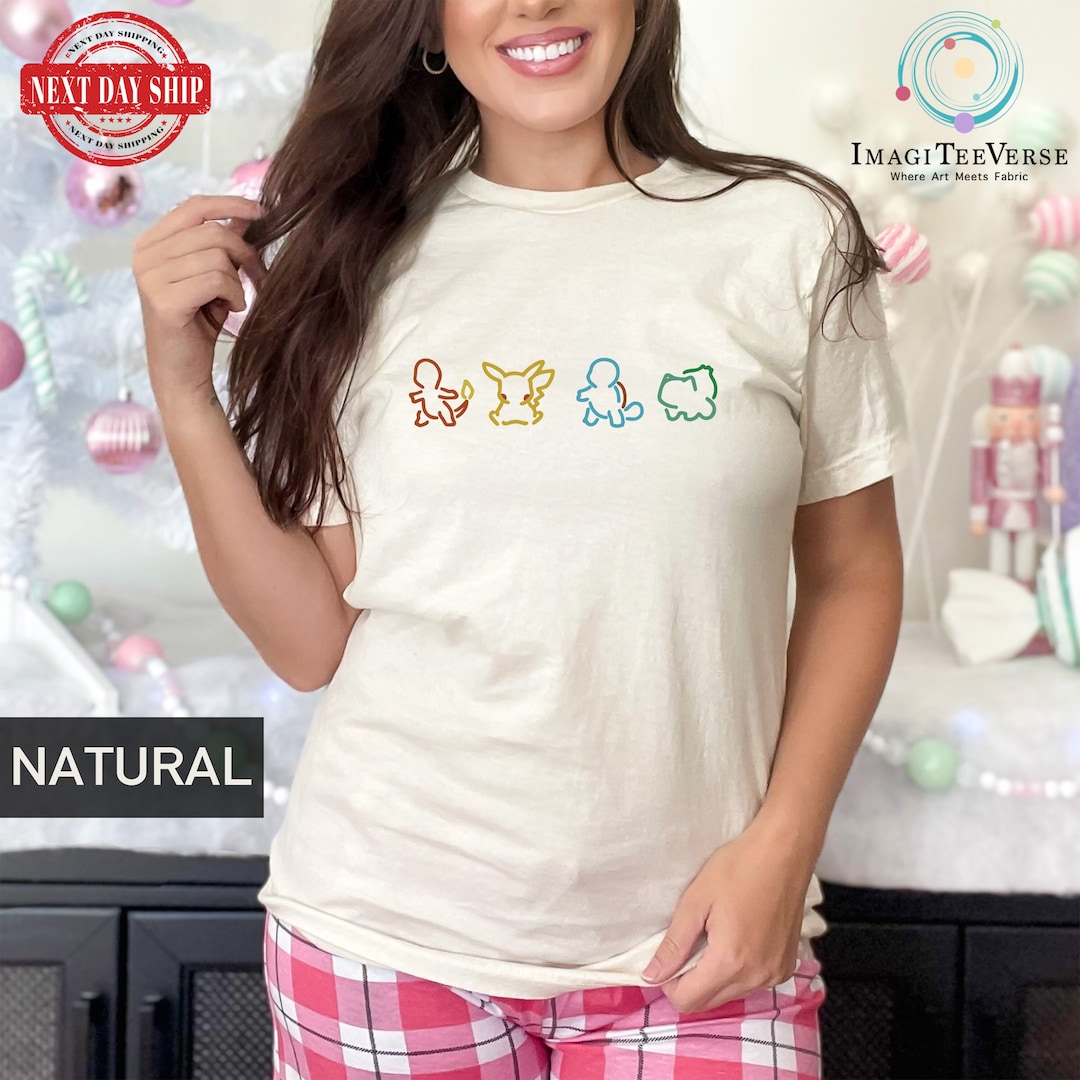 Camisa de silueta de Pokémon, regalo de amante de Pokémon, Pikachu ...