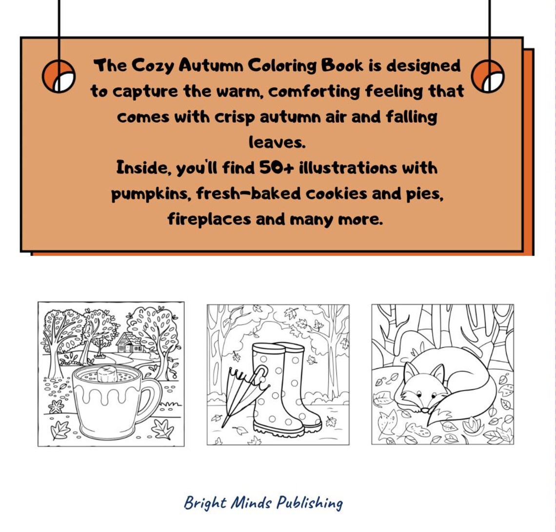 Cozy Autumn Coloring Pages for Kids - 30 Pages - Instant Download - Etsy