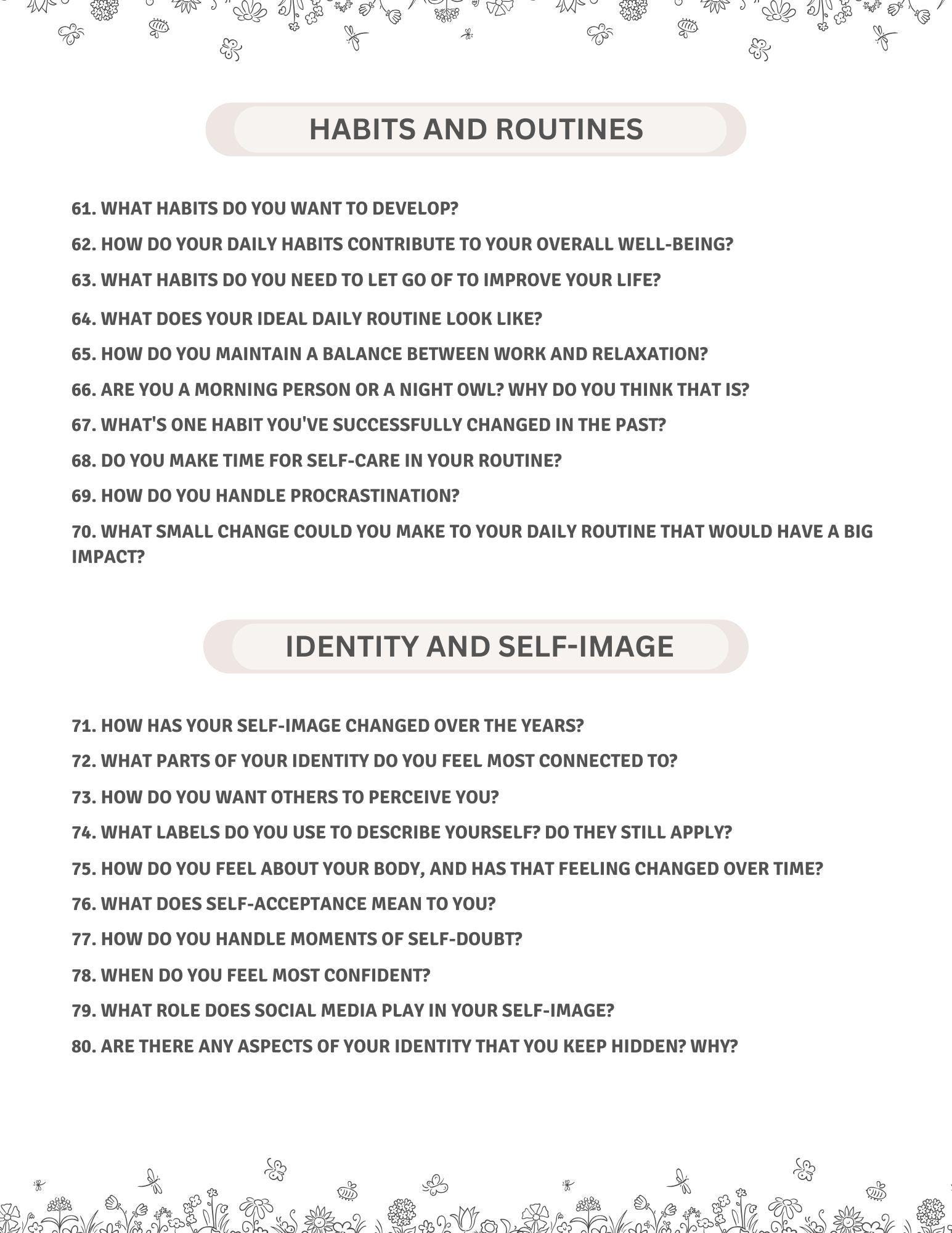 300 Self Awareness Journal Prompts - 17 Pages - Instant Digital ...