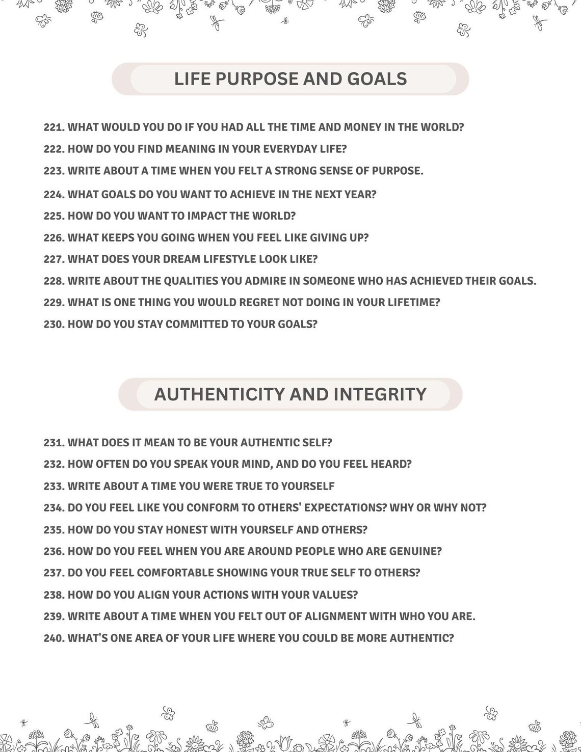 300 Self Awareness Journal Prompts - 17 Pages - Instant Digital ...