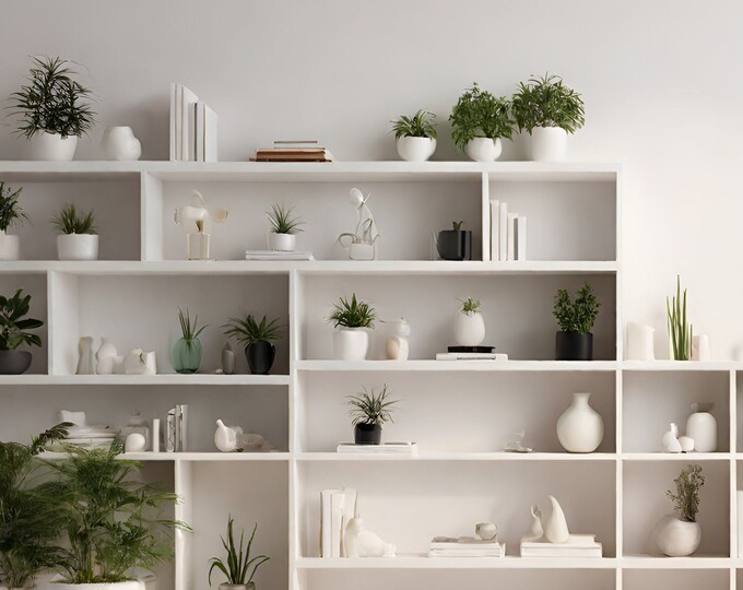 Zoom Virtual Backgrounds | White Bookshelves | Backdrop | Office ...