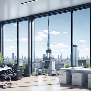 Paris Skyline | Backdrop | Zoom Virtual Backgrounds | Office Background ...