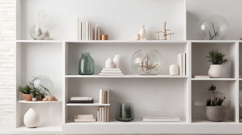 Minimalist White Shelving Zoom Virtual Backgrounds Office Background ...