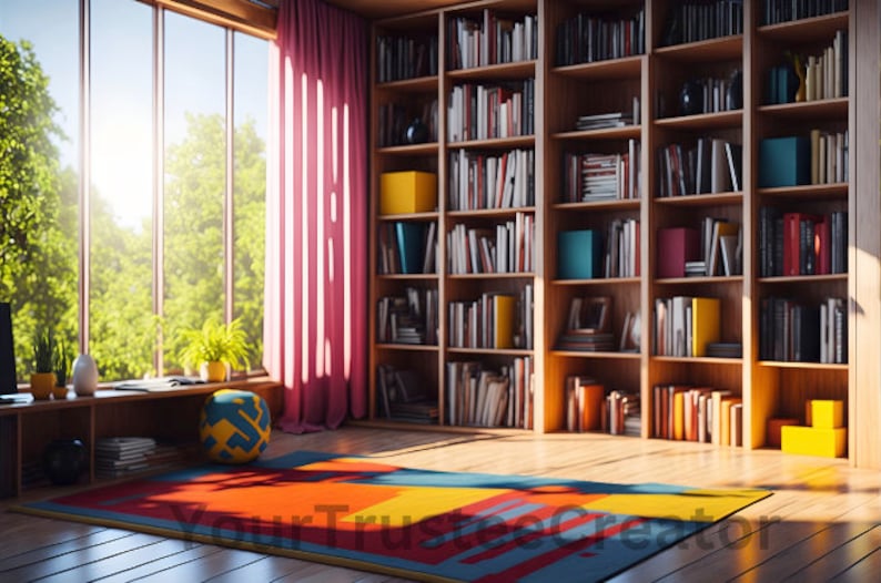 Modern Library | Backdrop | Zoom Virtual Backgrounds | Office ...
