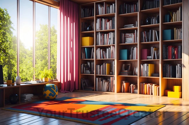 Modern Library Backdrop Zoom Virtual Backgrounds Office Background ...