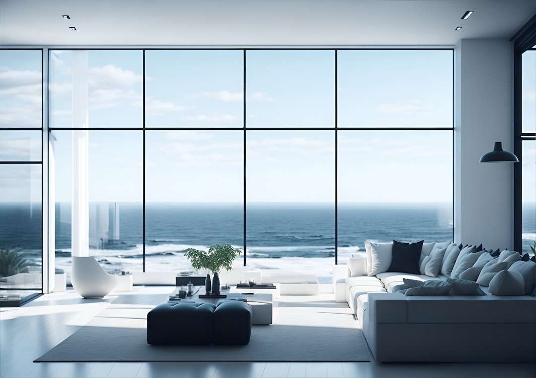 Ocean View Living Room | Backdrop | Zoom Virtual Backgrounds | Office ...