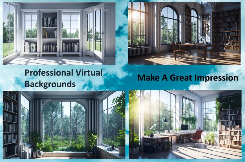 Paris Skyline Virtual Background: Professional Office Backdrop (digital ...