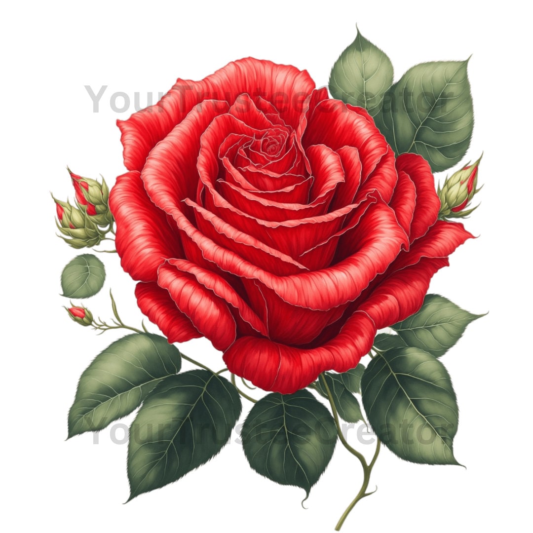 Beautiful Red Rose Clipart 25 High Quality Pngs Digital Download Card ...