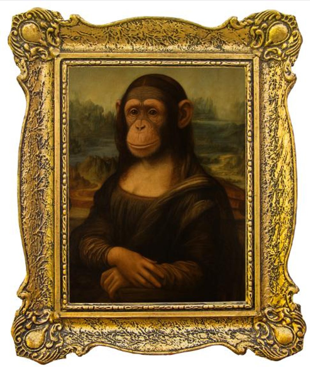 Monkey Mona Lisa | Funny Animal Renaissance Art | Whimsical Vintage ...