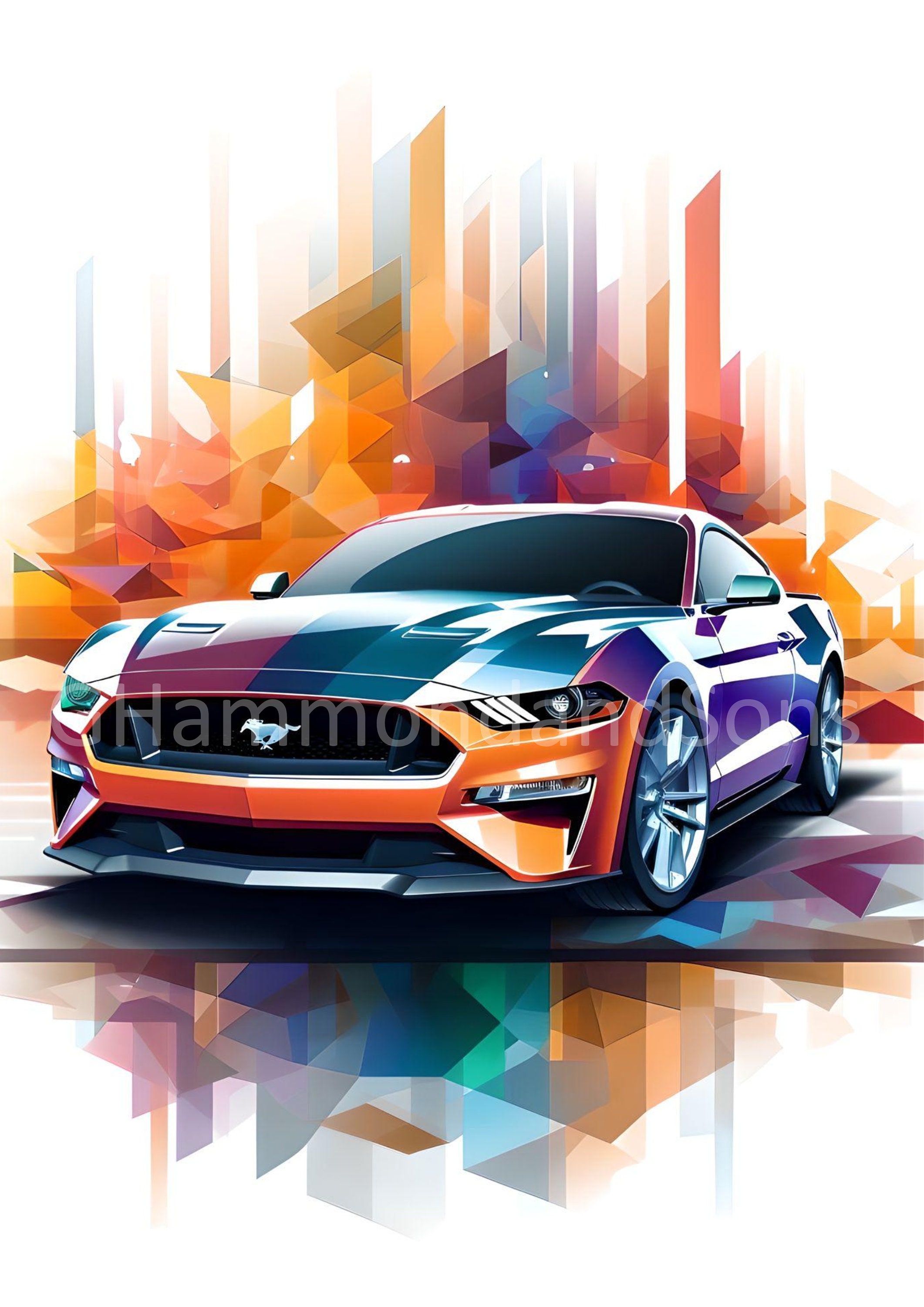 Ford Mustang Art Digital Print - A3 Portrait - PNG File - Digital ...