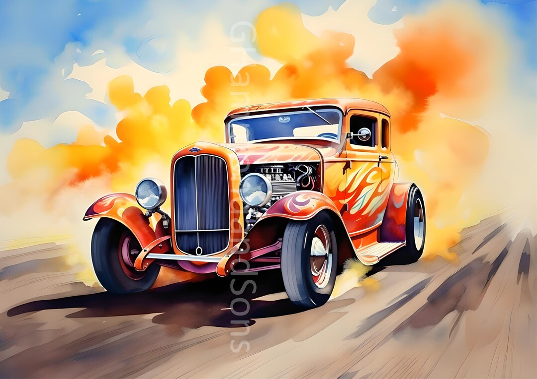 Hot Rod Deuce Coupe Art Digital Print - A3 Portrait - PNG File ...