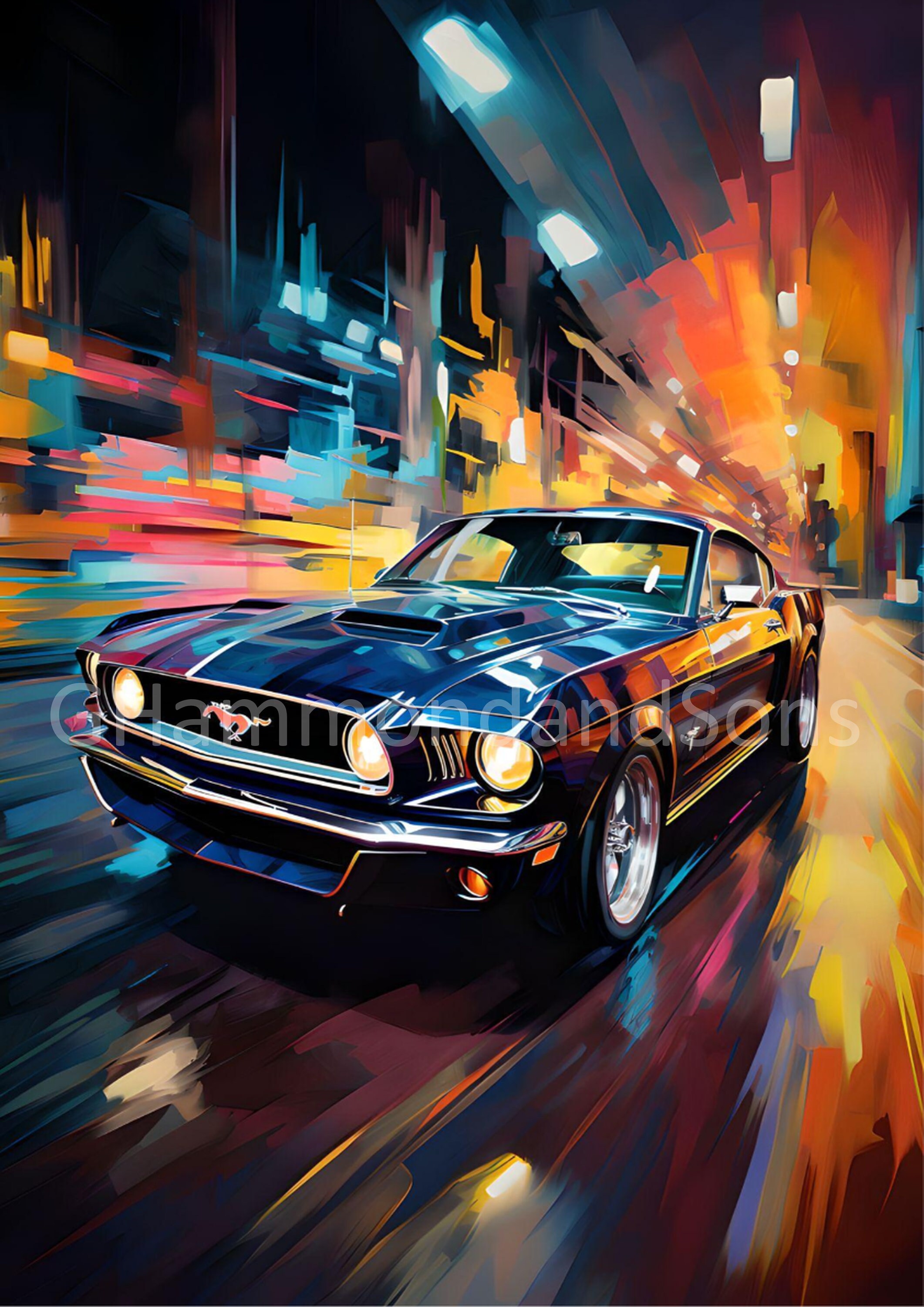 Ford Mustang Art Digital Print - A3 Portrait - PNG File - Digital ...