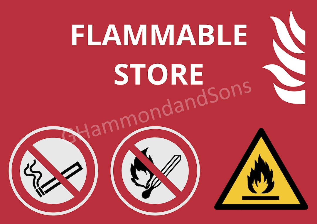 Flammable Stores Sign A1 Digital Download PDF PNG JPEG Instant Download ...