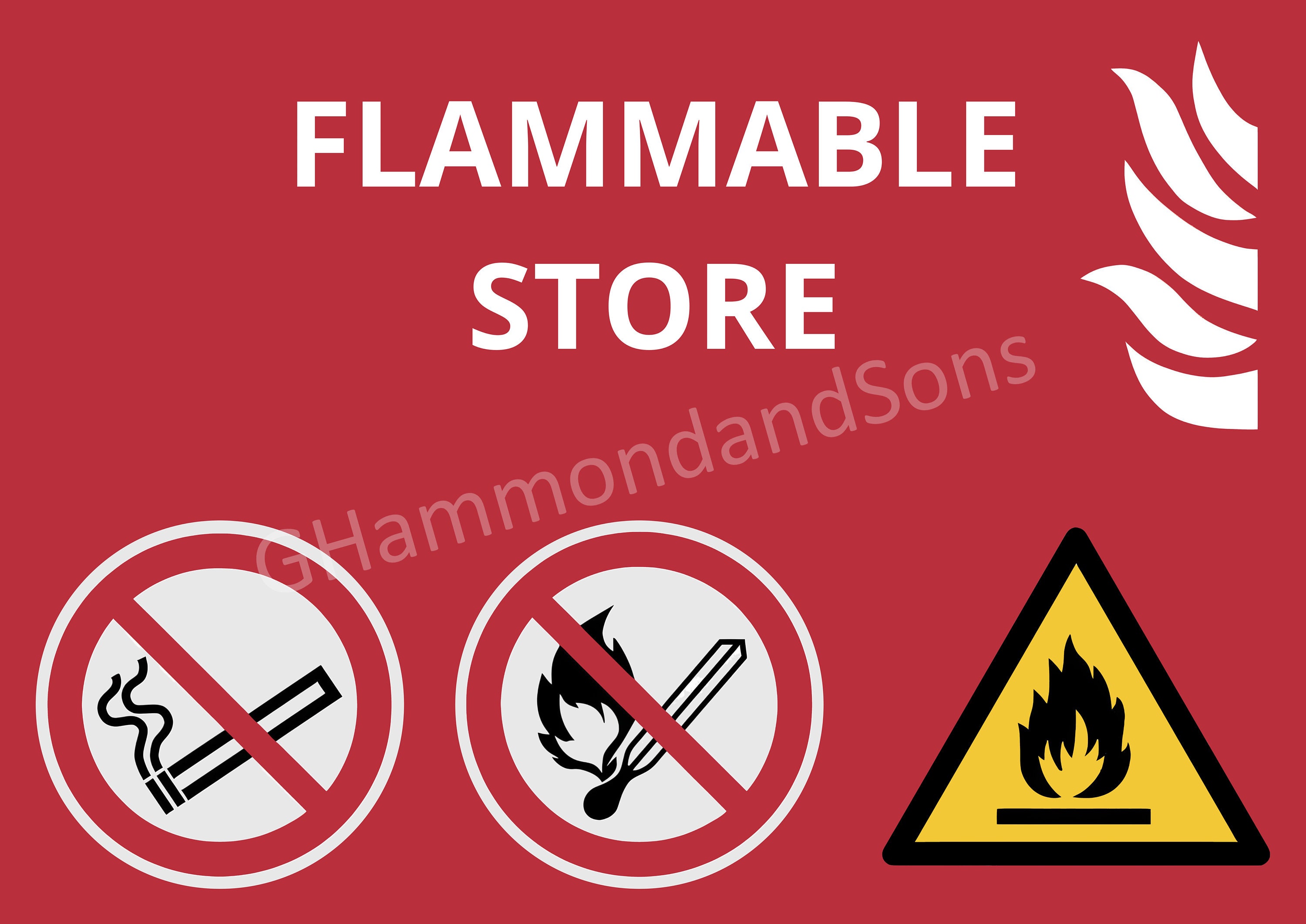 Flammable Stores Sign A1 Digital Download PDF PNG JPEG Instant Download ...