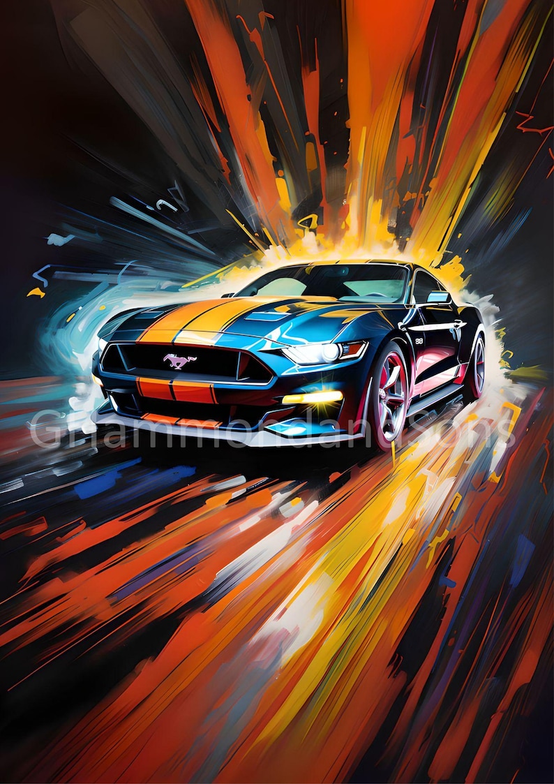 Ford Mustang Art Digital Print - A3 Portrait - PNG File - Digital ...